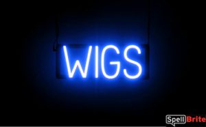 WIGS LED Sign in Red, Neon Look