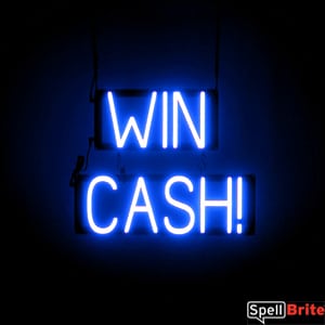 WIN CASH! LED Sign in Blue, Neon Look