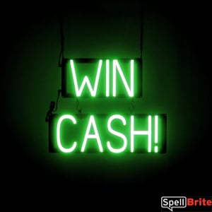 WIN CASH! LED Sign in Green, Neon Look