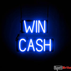 WIN CASH LED Sign in Blue, Neon Look