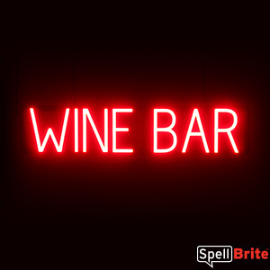 Red LED WINE BAR Sign, Neon Sign Look with LED Lights